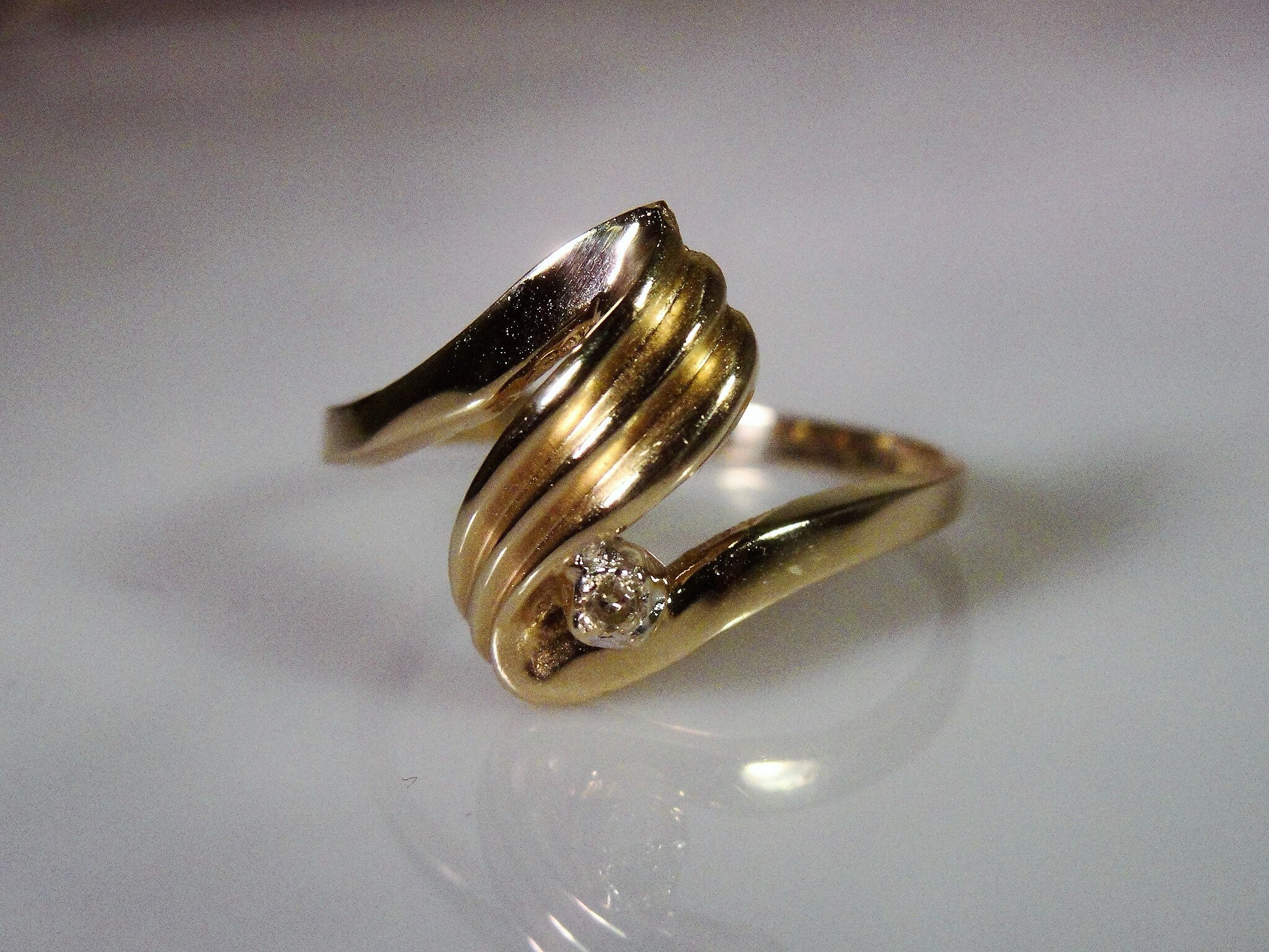 Diamond Ring, Modernist Ring, 10K Gold Ring, Diamond Solitaire Ring ...