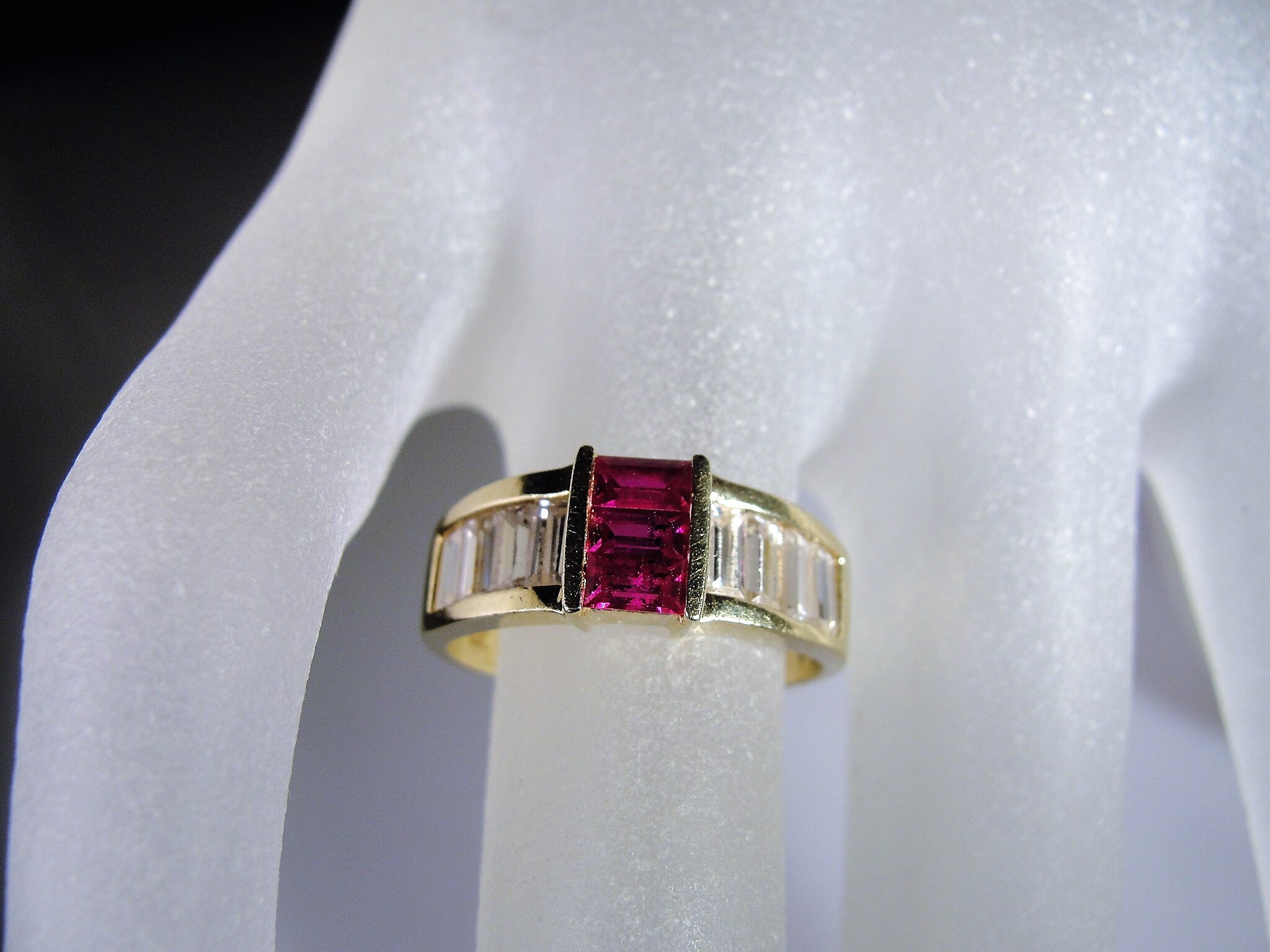 Reserved for Florianne: 10K Channel Set Ruby and CZ Baguette Yellow ...
