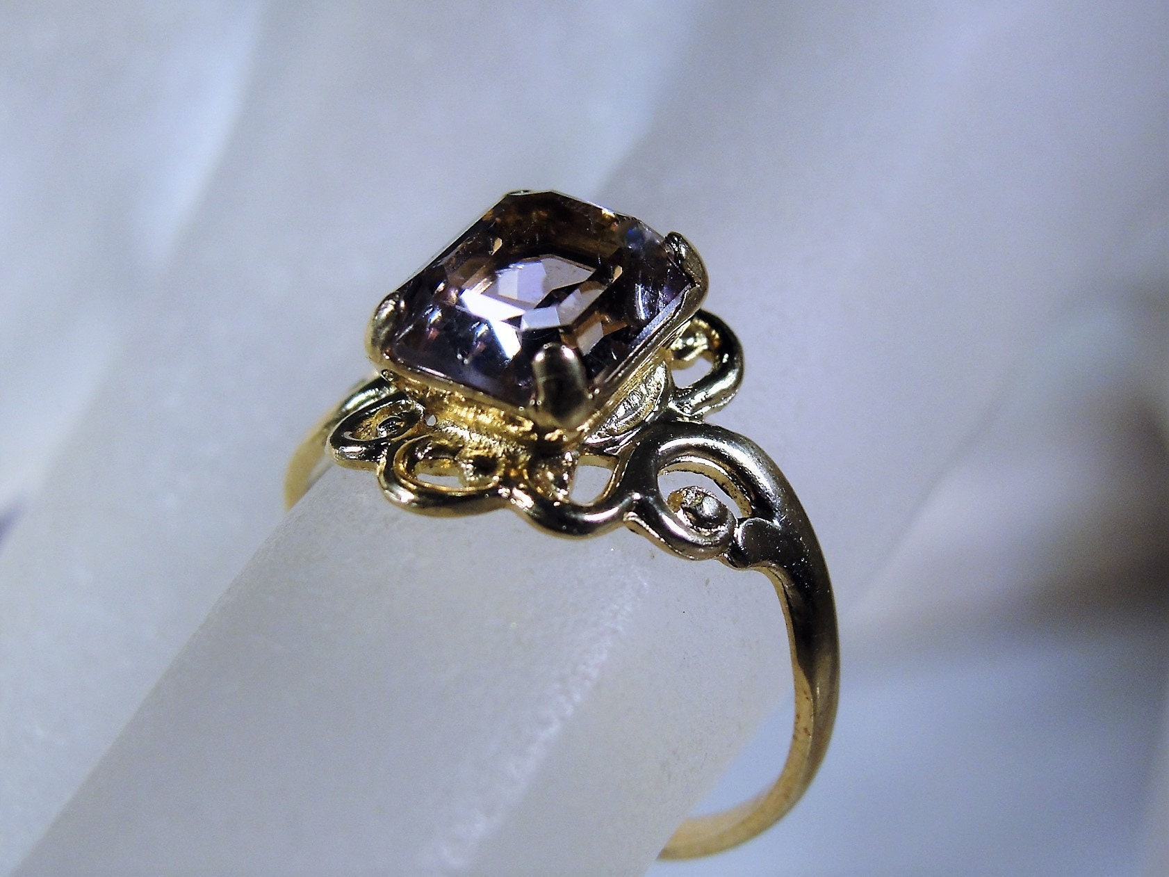 10K Lavender Spinel Ring, Emerald Cut Spinel, Spinel Ring, Lavender ...