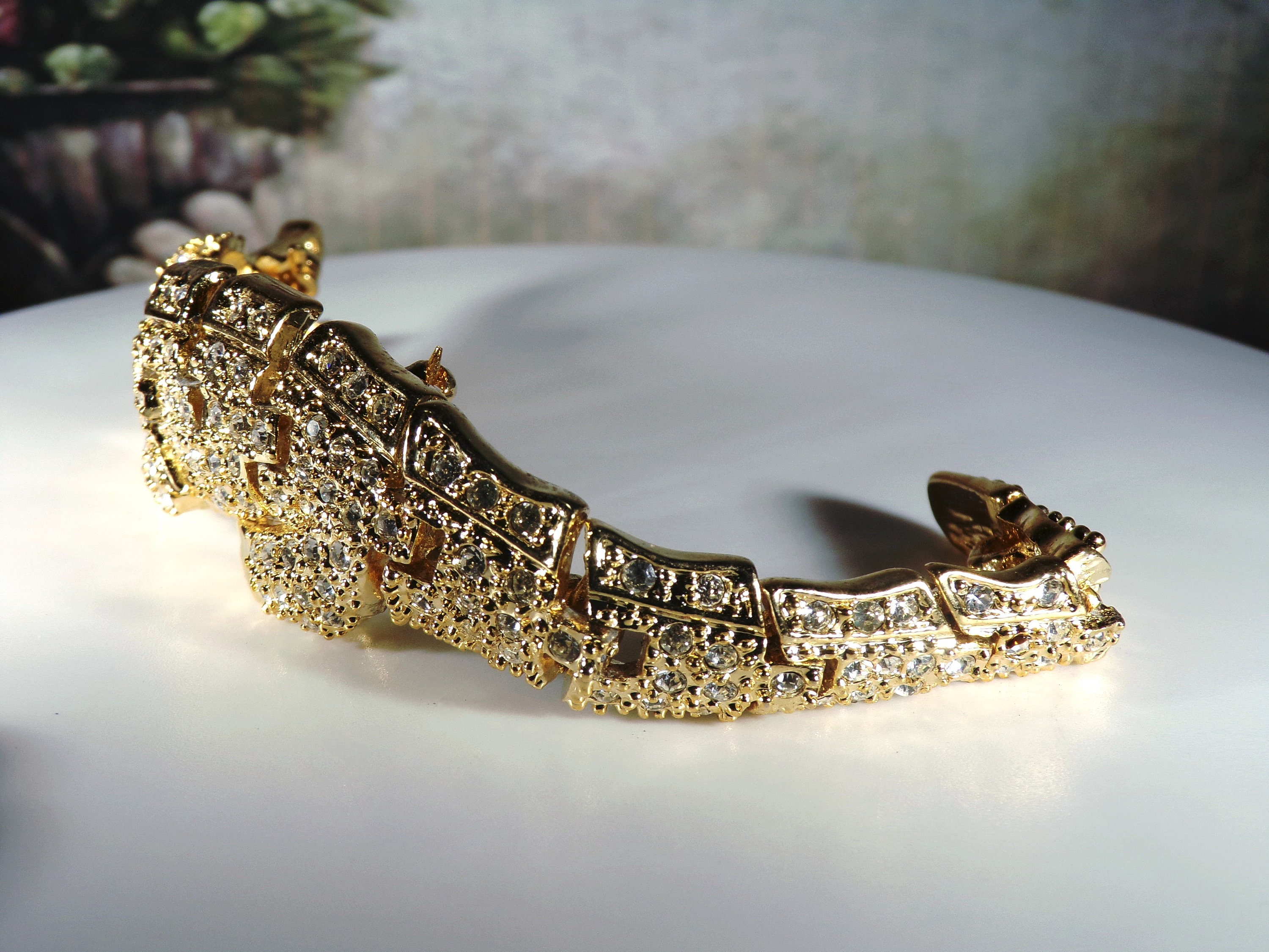 Rhinestone Encrusted Alligator Shoulder Brooch, 5 Inches Long ...