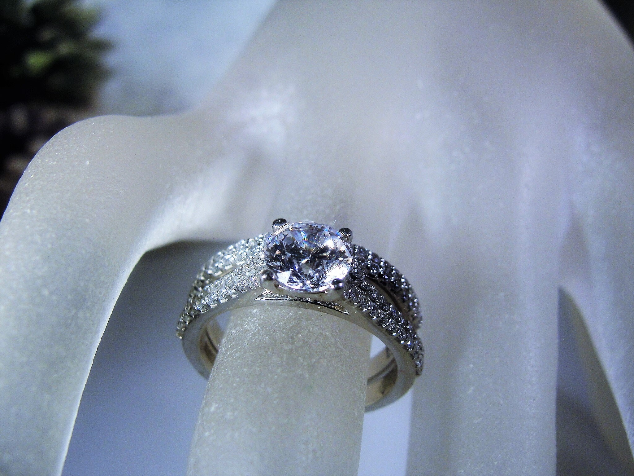 Sterling Silver Bridal Ring Set, CZ Ring Set, Engagement Ring, Wedding ...