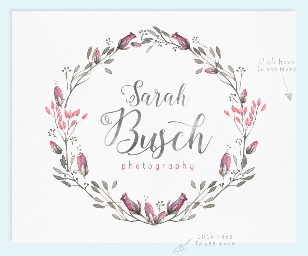 Wreath Logo Design / Premade Logo Design / Watercolor Logo / - Etsy