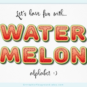 Watermelon Digital Alphabet / Clip Art Letters Numbers / Watermelon ...