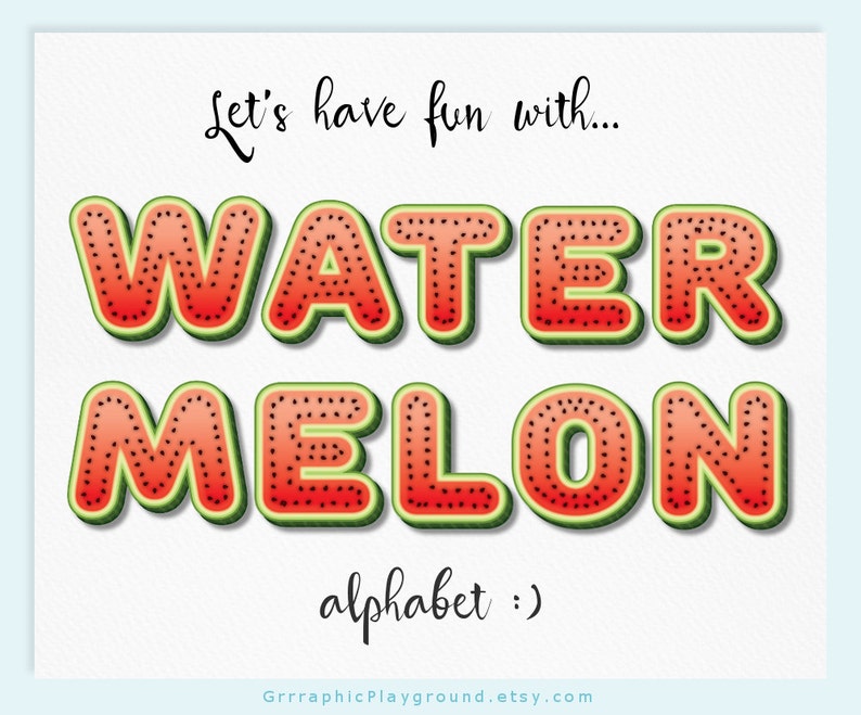 Watermelon Digital Alphabet / Clip Art Letters Numbers / Watermelon ...