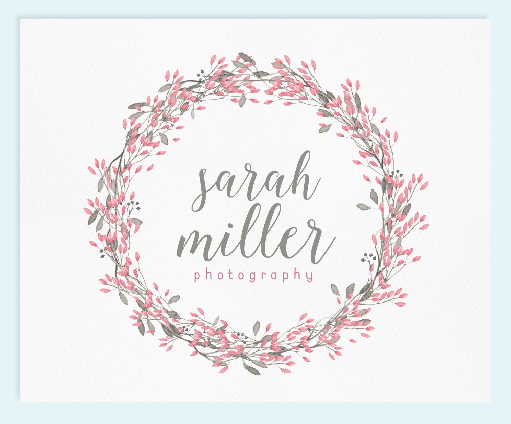 Wreath Logo Design / Premade Logo Design / Watercolor Logo / - Etsy