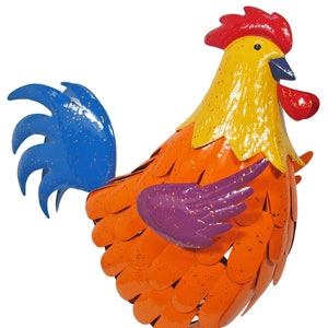 Giant Colorful Metal Rooster Statue Outdoor Farmhouse Patio Decoration ...