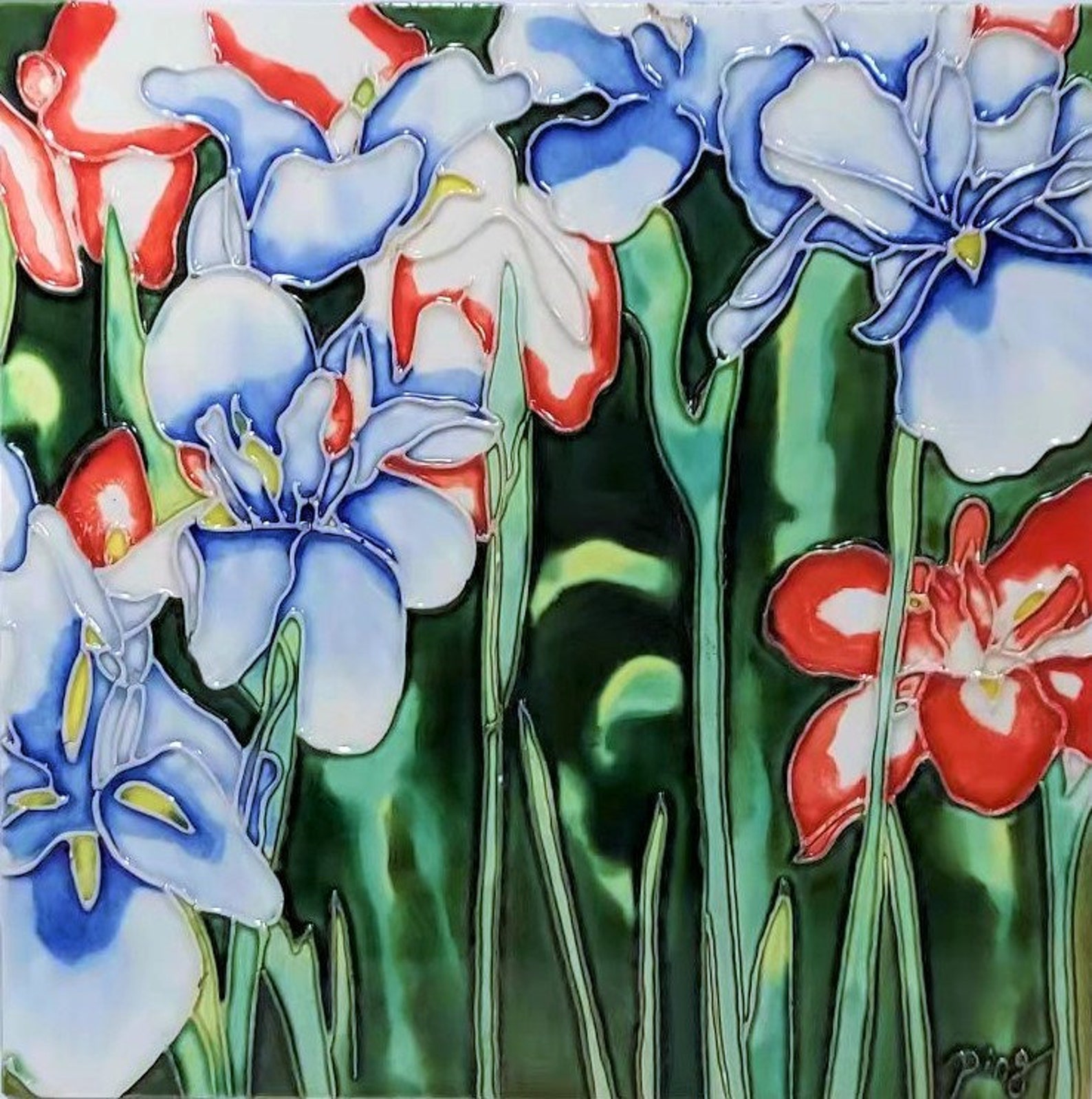 Hand Painted Decorative Flower Tiles | Etsy