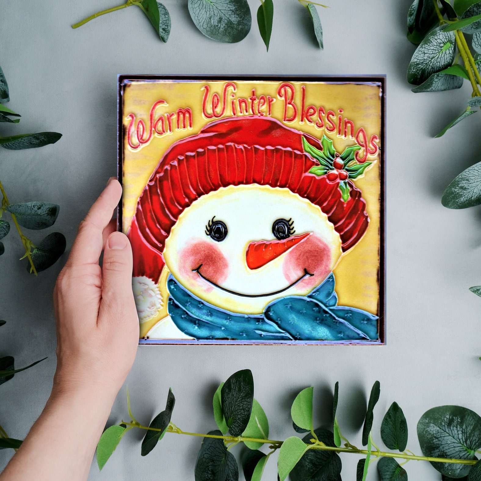 Christmas Tiles Hand Painted Ceramic Art Decor | Etsy