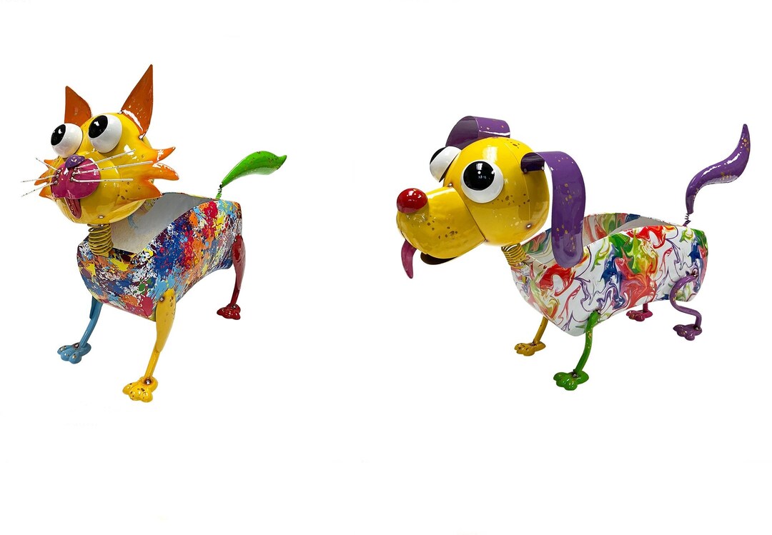Cat and Dog Paint Splatter Pattern Animal House Pet Planters - Etsy