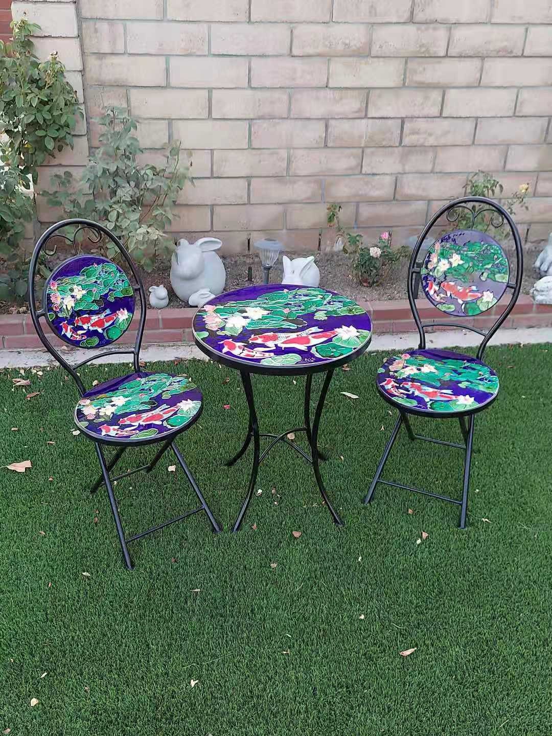 Ceramic Tile Patio Outdoor Table Set Koi Fish Design - Etsy
