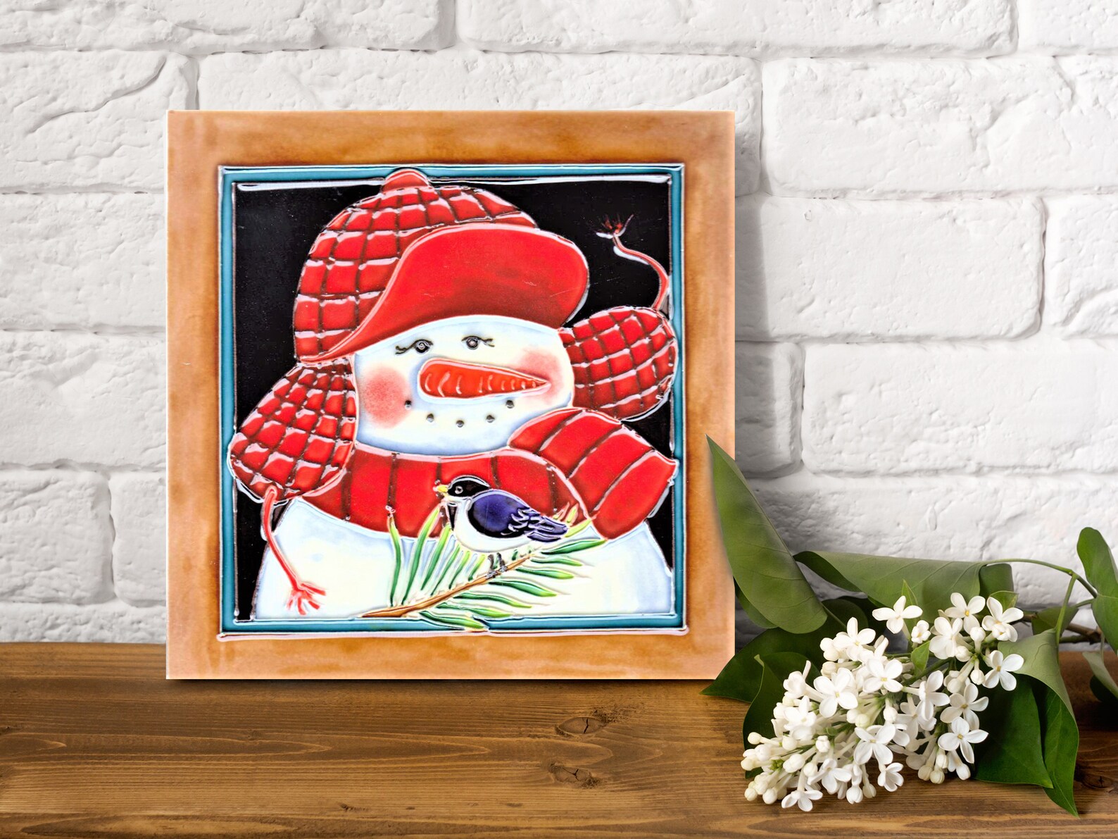 Christmas Tiles Hand Painted Ceramic Art Decor | Etsy