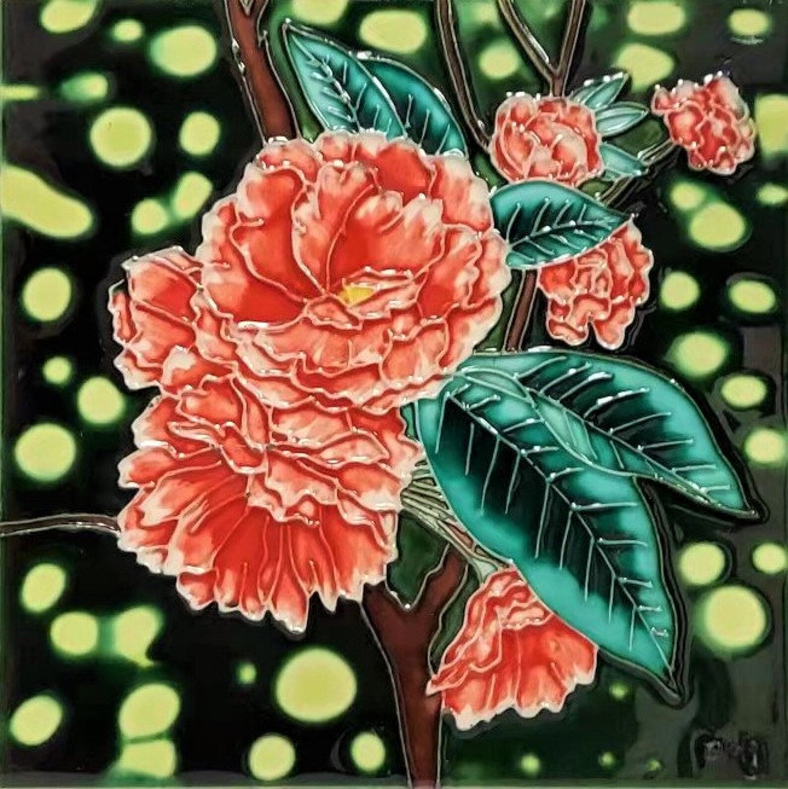 Hand Painted Decorative Flower Tiles - Etsy