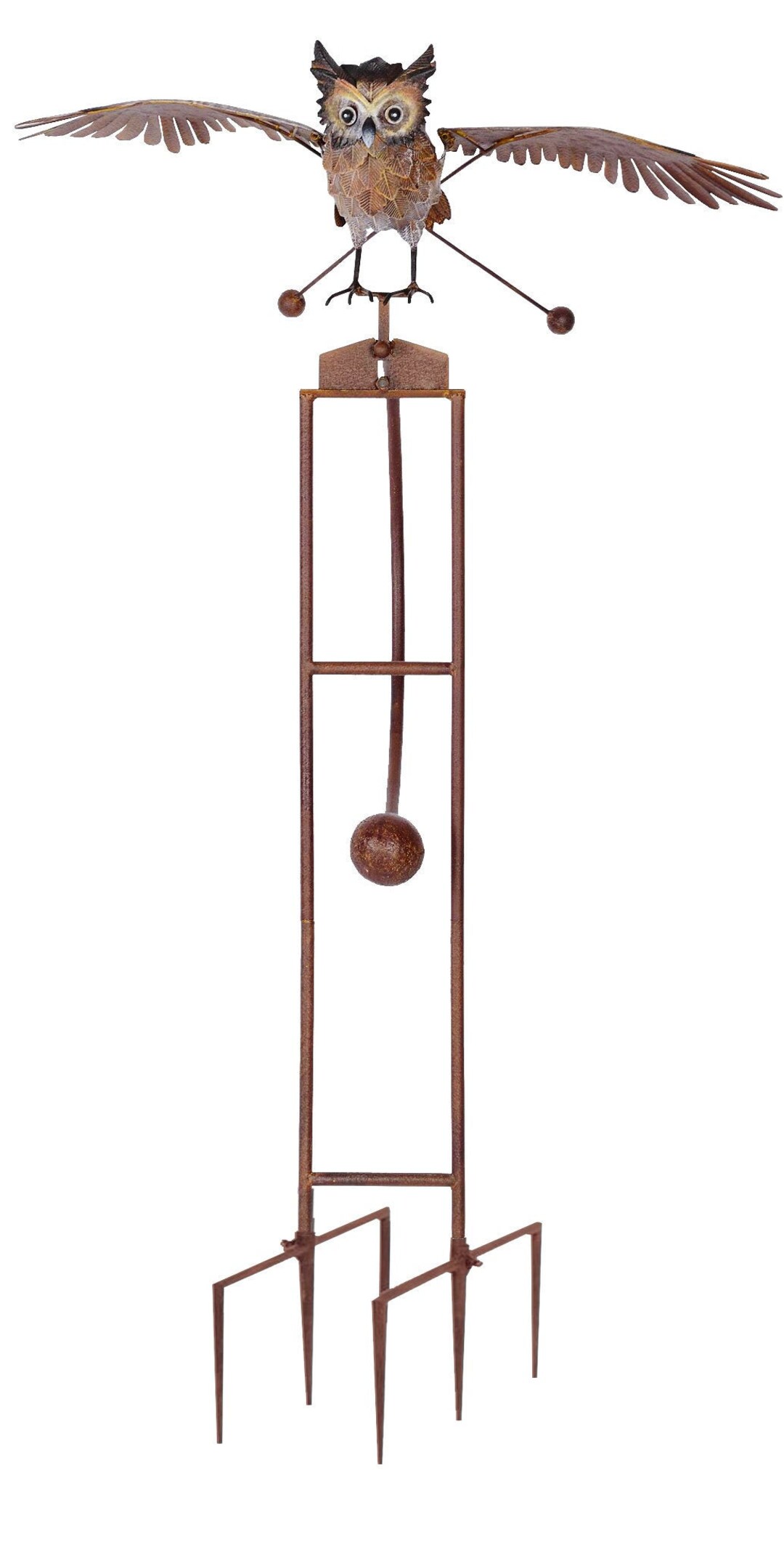 Medium Flying Owl Rustic Rocker Garden Stake With Kinetic Flapping ...
