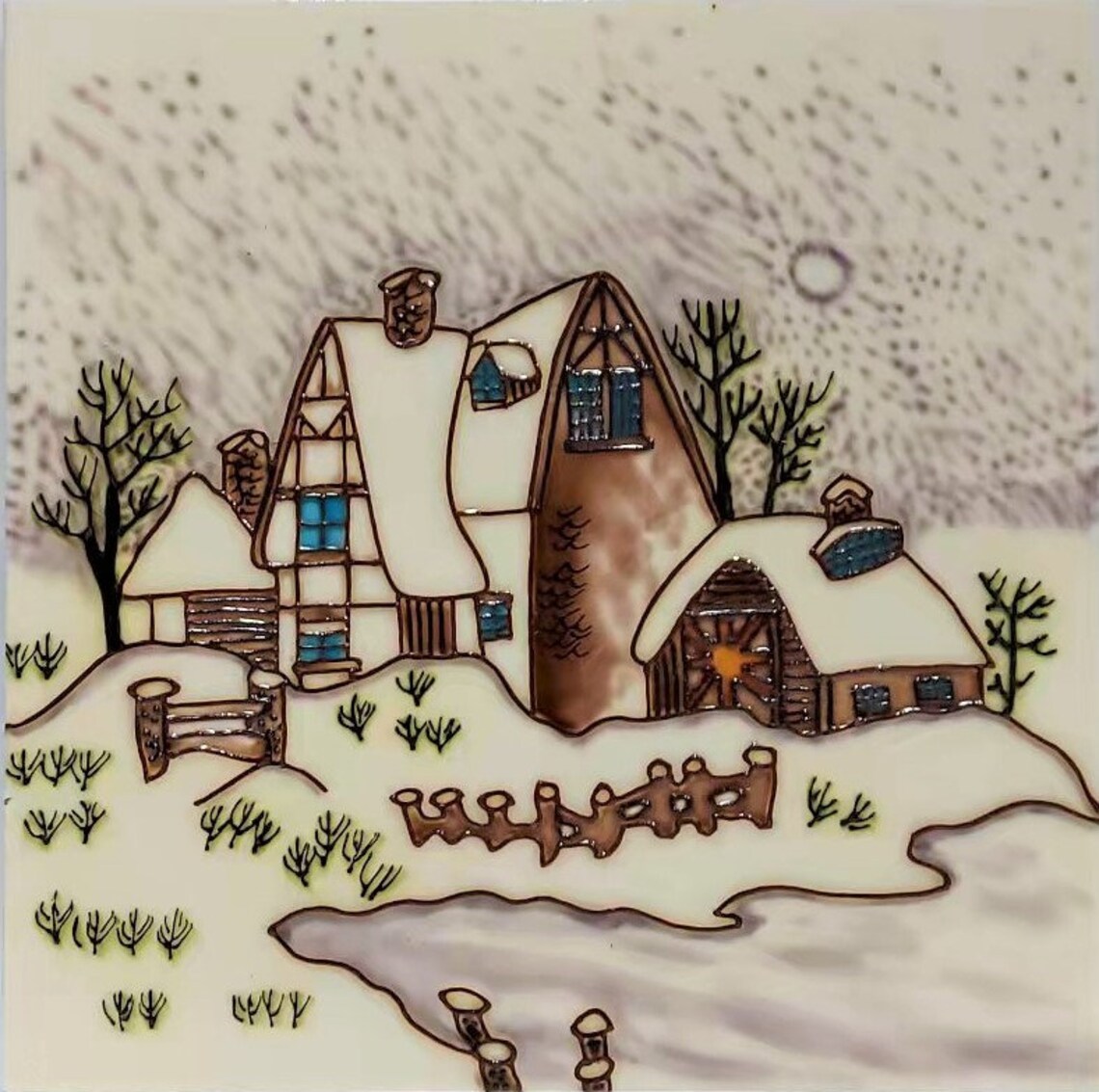 Christmas Tiles Hand Painted Ceramic Art Decor | Etsy