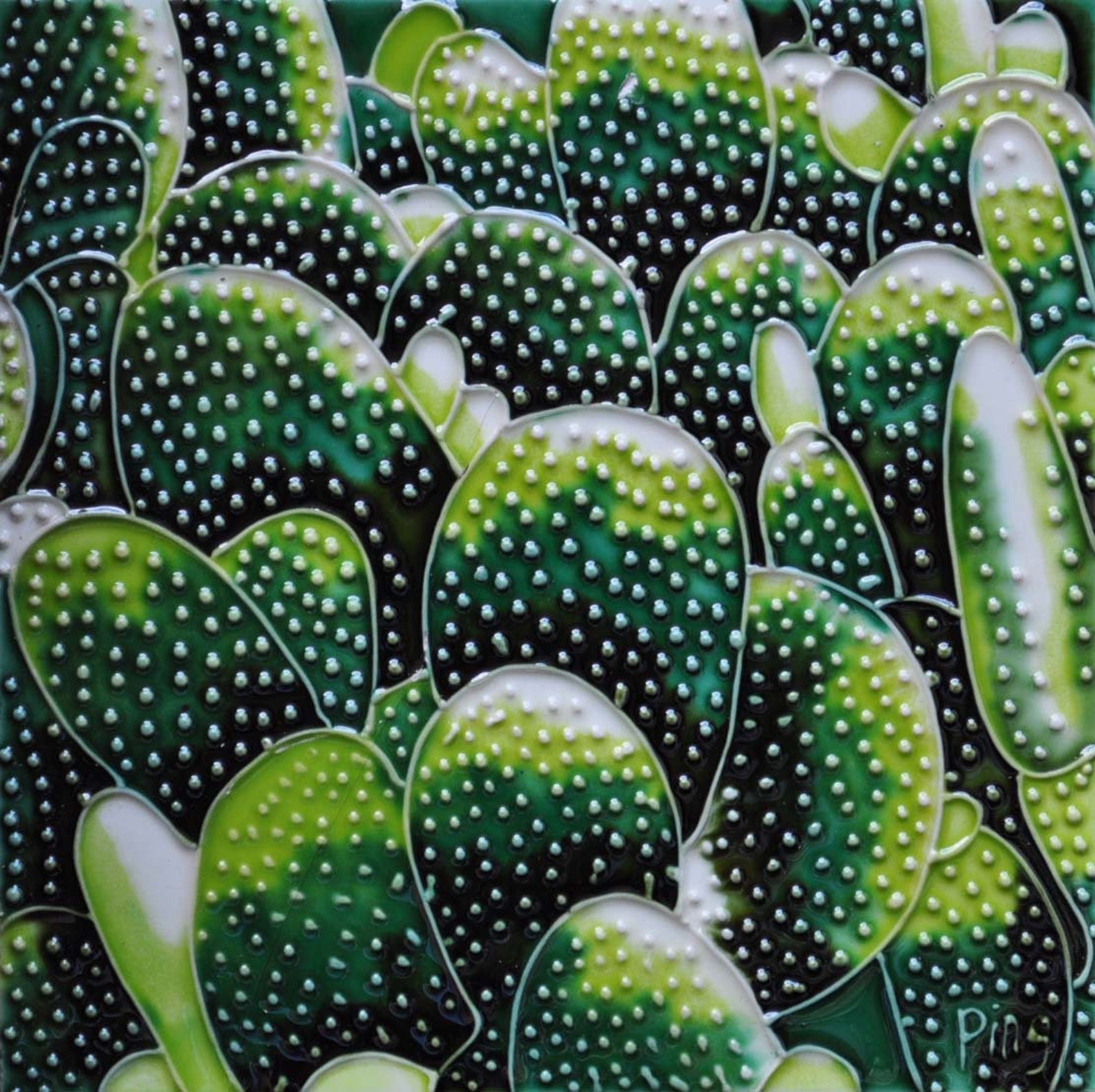 Hand Painted Cactus Tiled Boxes - Etsy