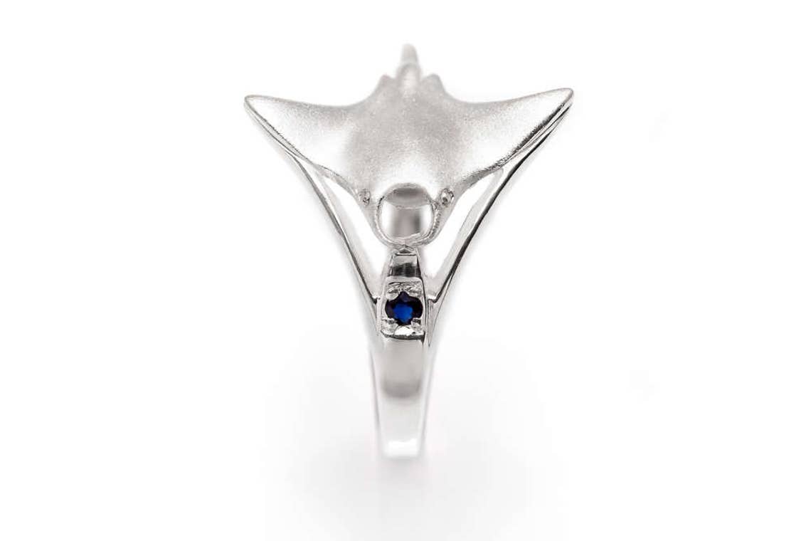 Manta Ray Ring 040 Blue Sapphire Manta Ray Jewelry Scuba - Etsy