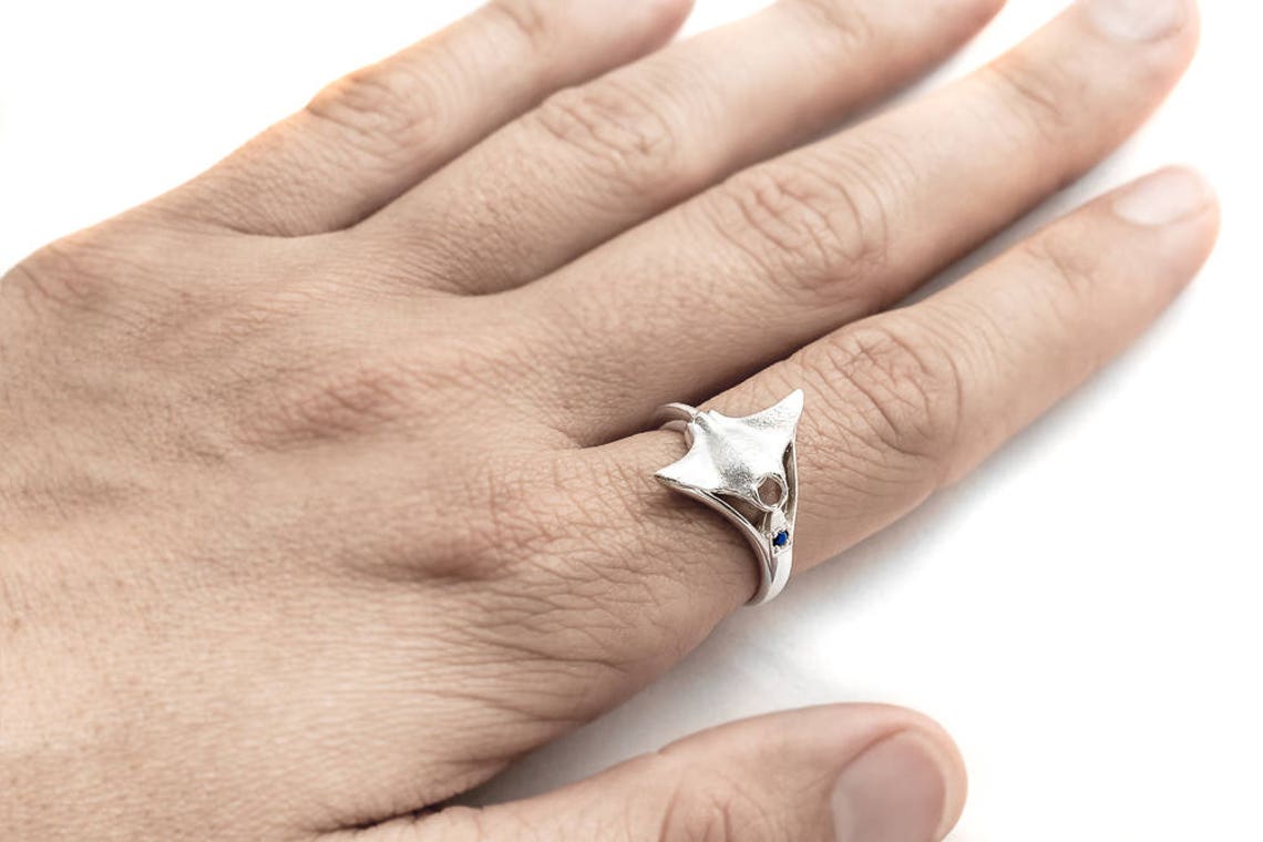 Manta Ray Ring 040 Blue Sapphire Manta Ray Jewelry Scuba - Etsy