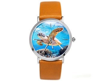 Manta Ray Ocean Watch (leather Strap)- Manta Ray Watch, Ocean Watch ...