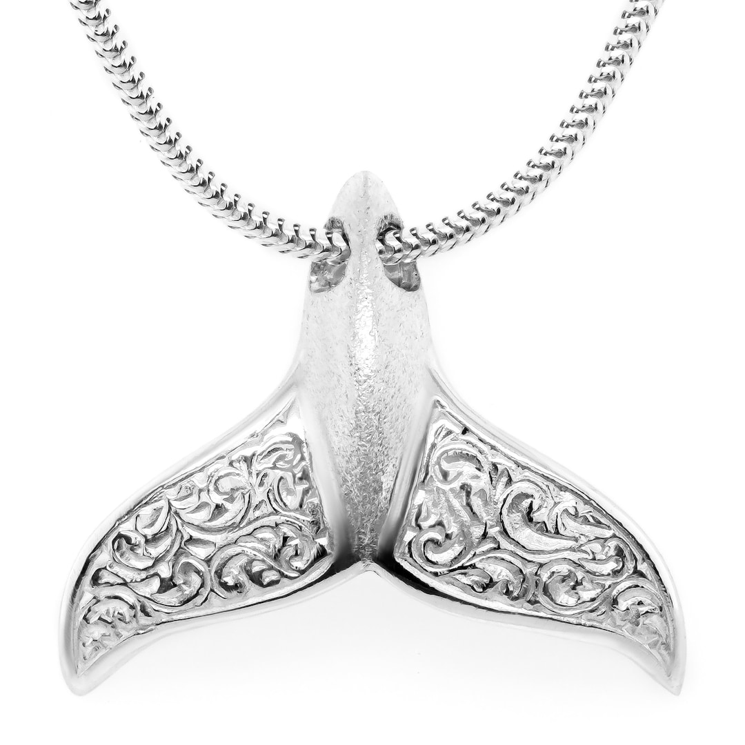 Engraved Diving Fluke Whale Tail Necklace #090- Humpback Whale Tail ...