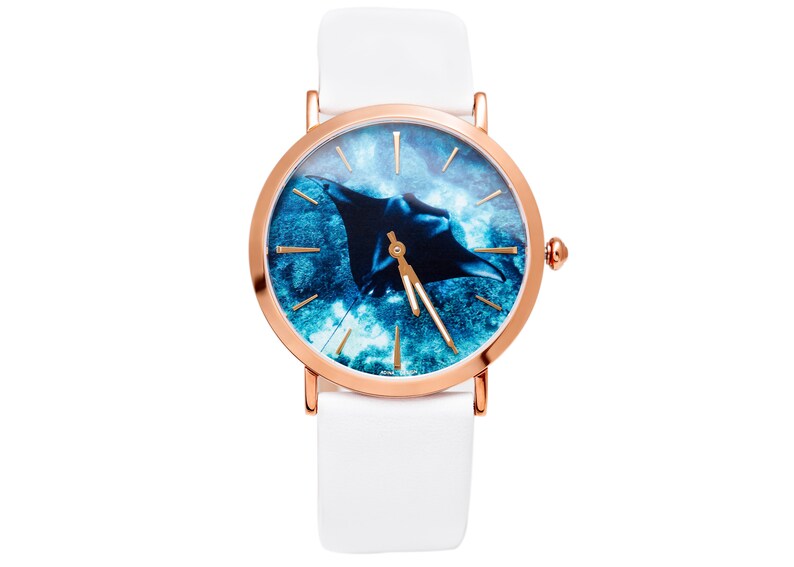 Manta Ray Ocean Watch (leather Strap)- Manta Ray Watch, Ocean Watch ...