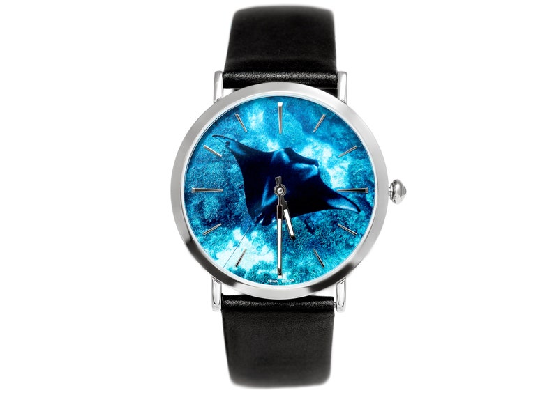 Manta Ray Ocean Watch (leather Strap)- Manta Ray Watch, Ocean Watch ...