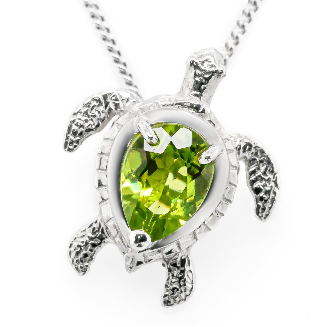 Sea Turtle Gemstone Necklace #080 - Sea Turtle Jewelry, Turtle Pendant ...