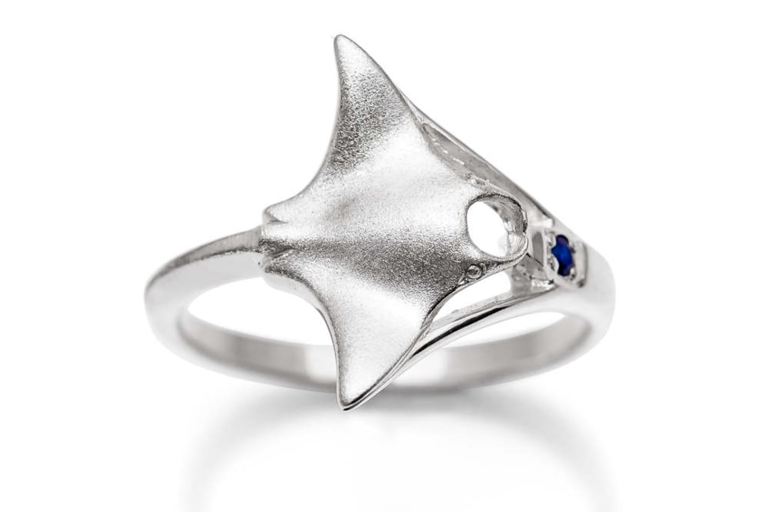 Manta Ray Ring #040 - Blue Sapphire, Manta Ray Jewelry, Scuba Diver ...
