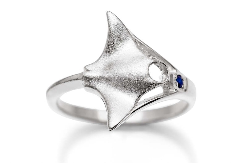 Manta Ray Ring 040 Blue Sapphire Manta Ray Jewelry Scuba - Etsy