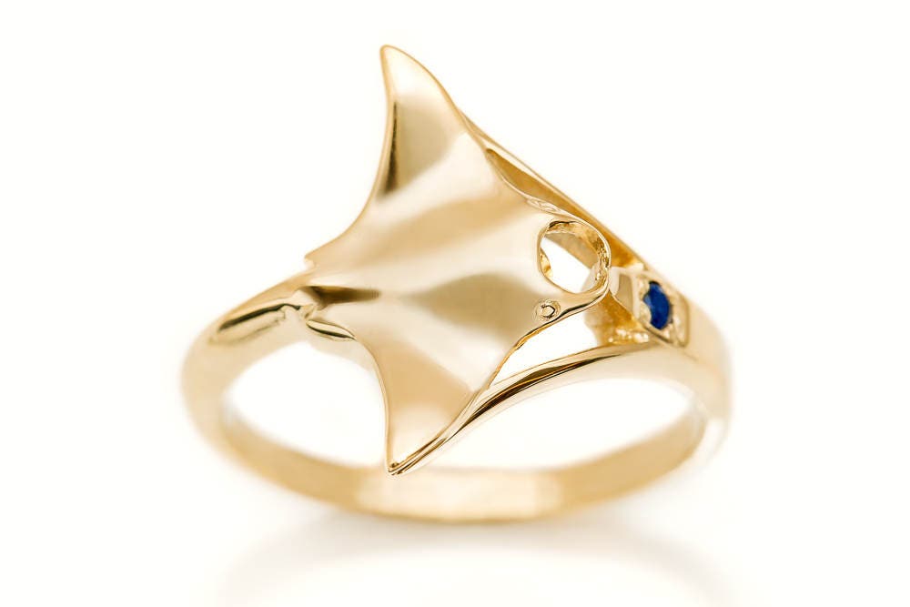 Manta Ray Ring 040 Blue Sapphire Manta Ray Jewelry Scuba - Etsy