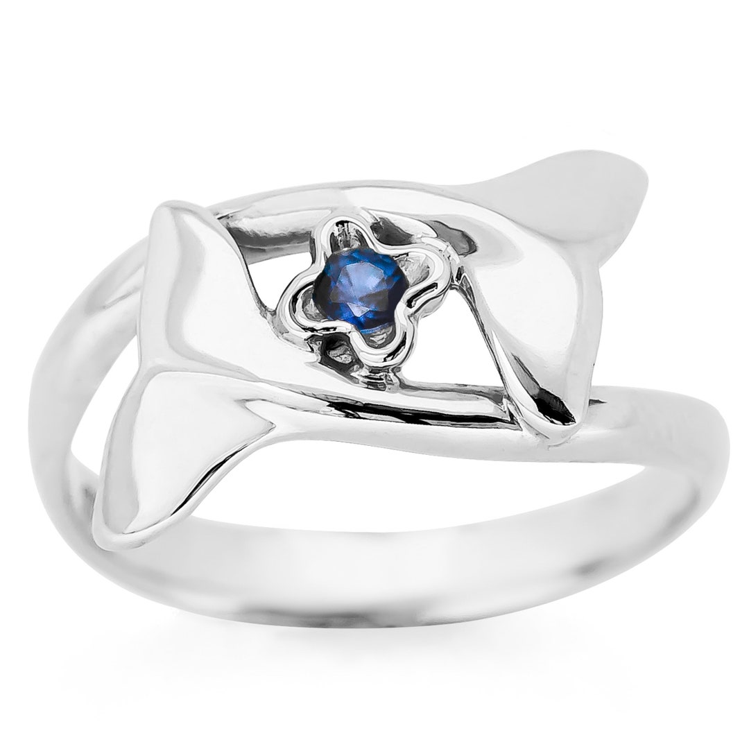 Sapphire Whale Tail Ring #050 - Whale Ring, Whale Jewelry, Ocean ...