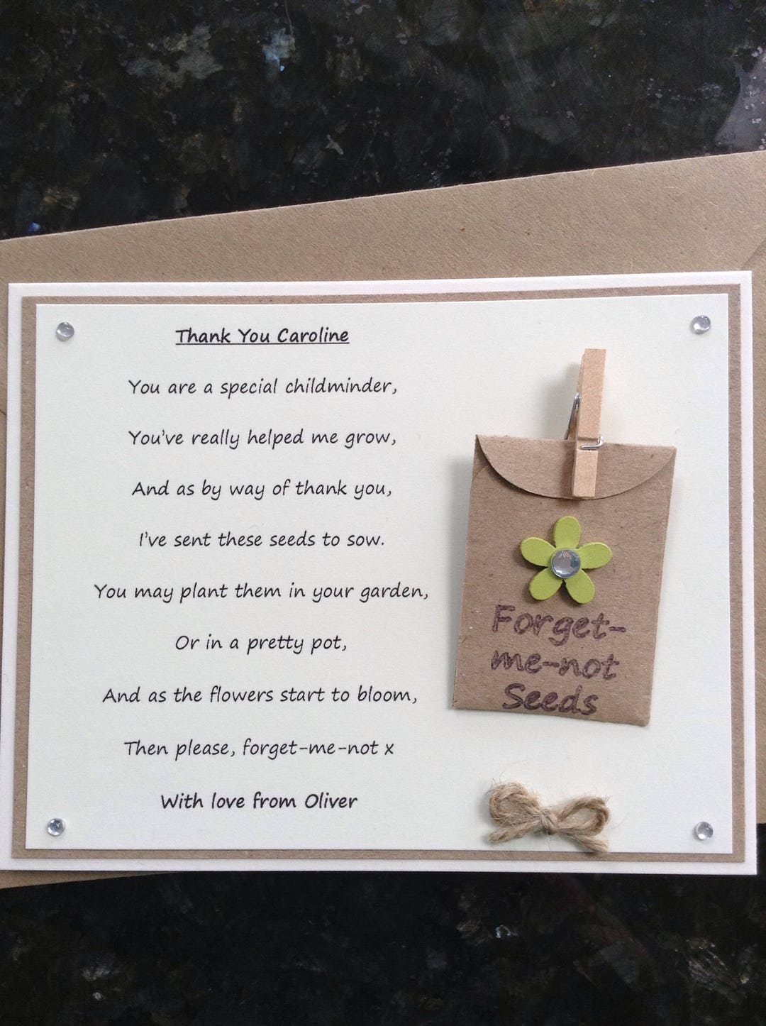 Childminder Personalised Thank You Poem Gift Magnet With Forget-me-not ...