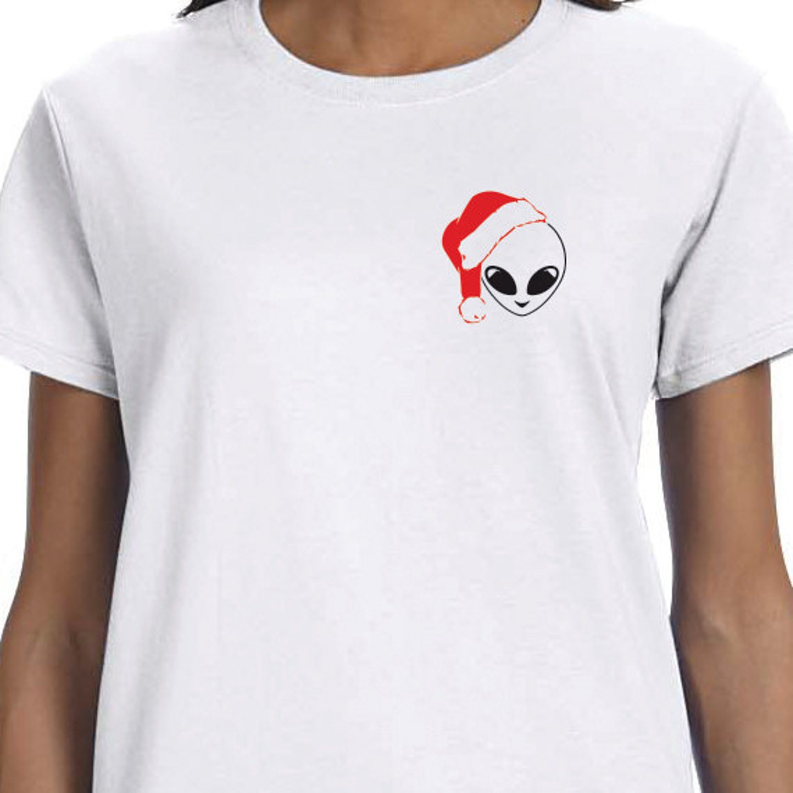 Christmas Alien T-shirt Christmas T-shirt Santa Claus Hat - Etsy