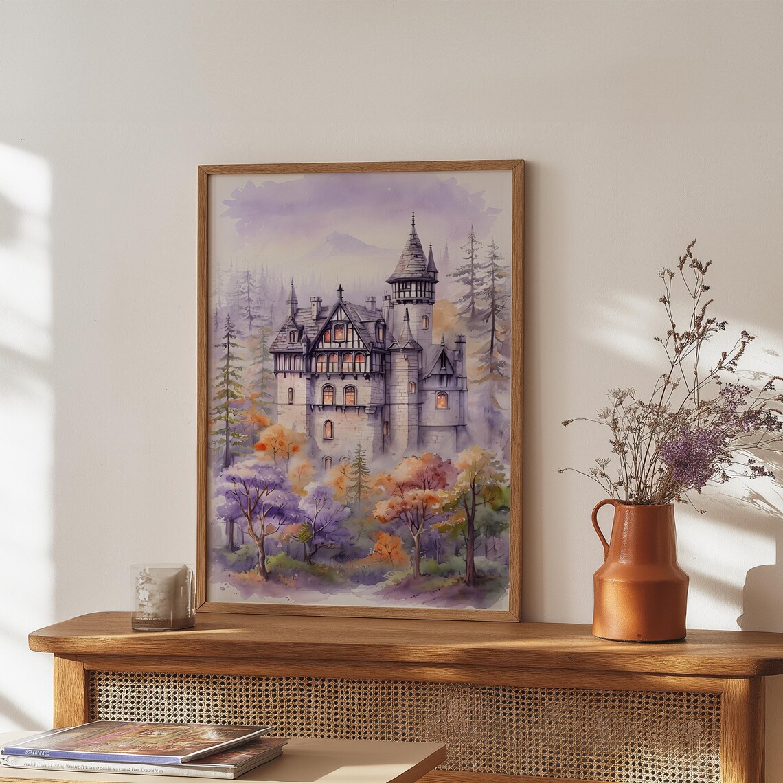 Pastel Castle Dreamscape | Cottagecore Watercolor Castle Print ...