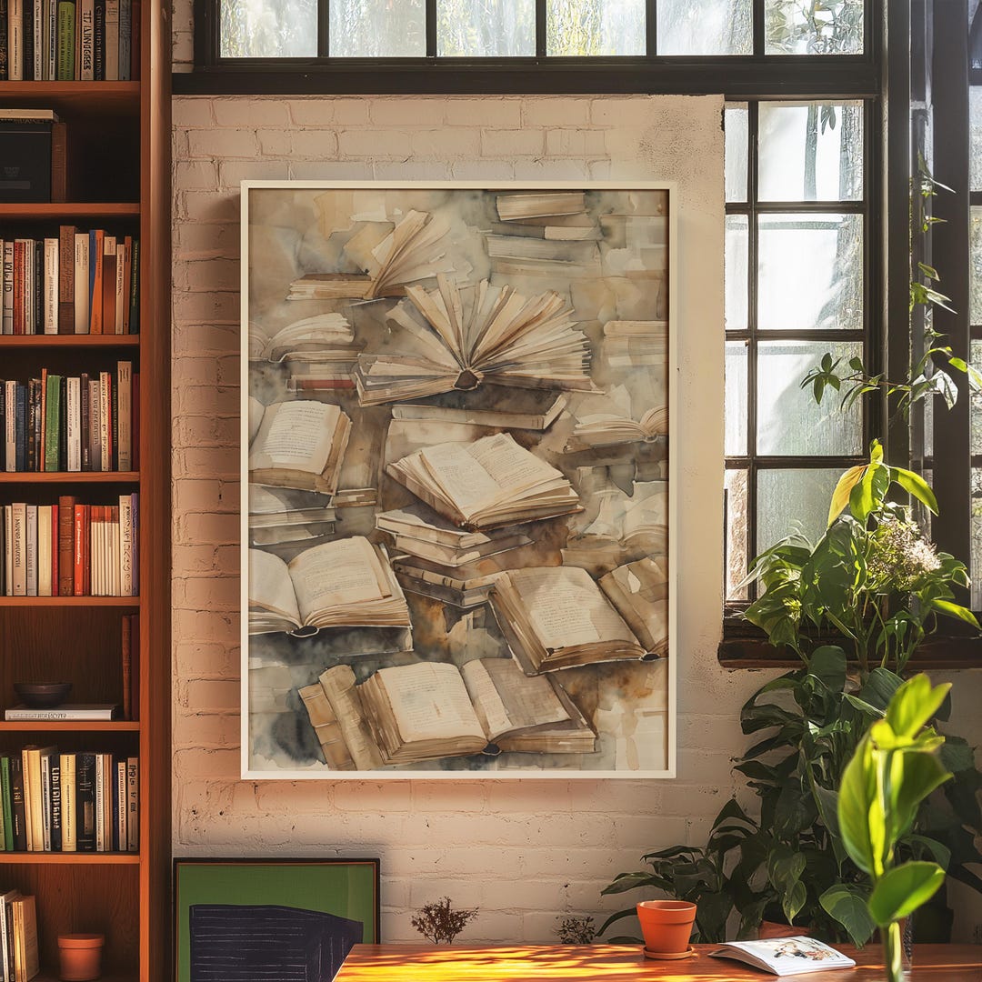 Whispers of Pages | Watercolor Book Art Print | Open Books Wall Decor ...
