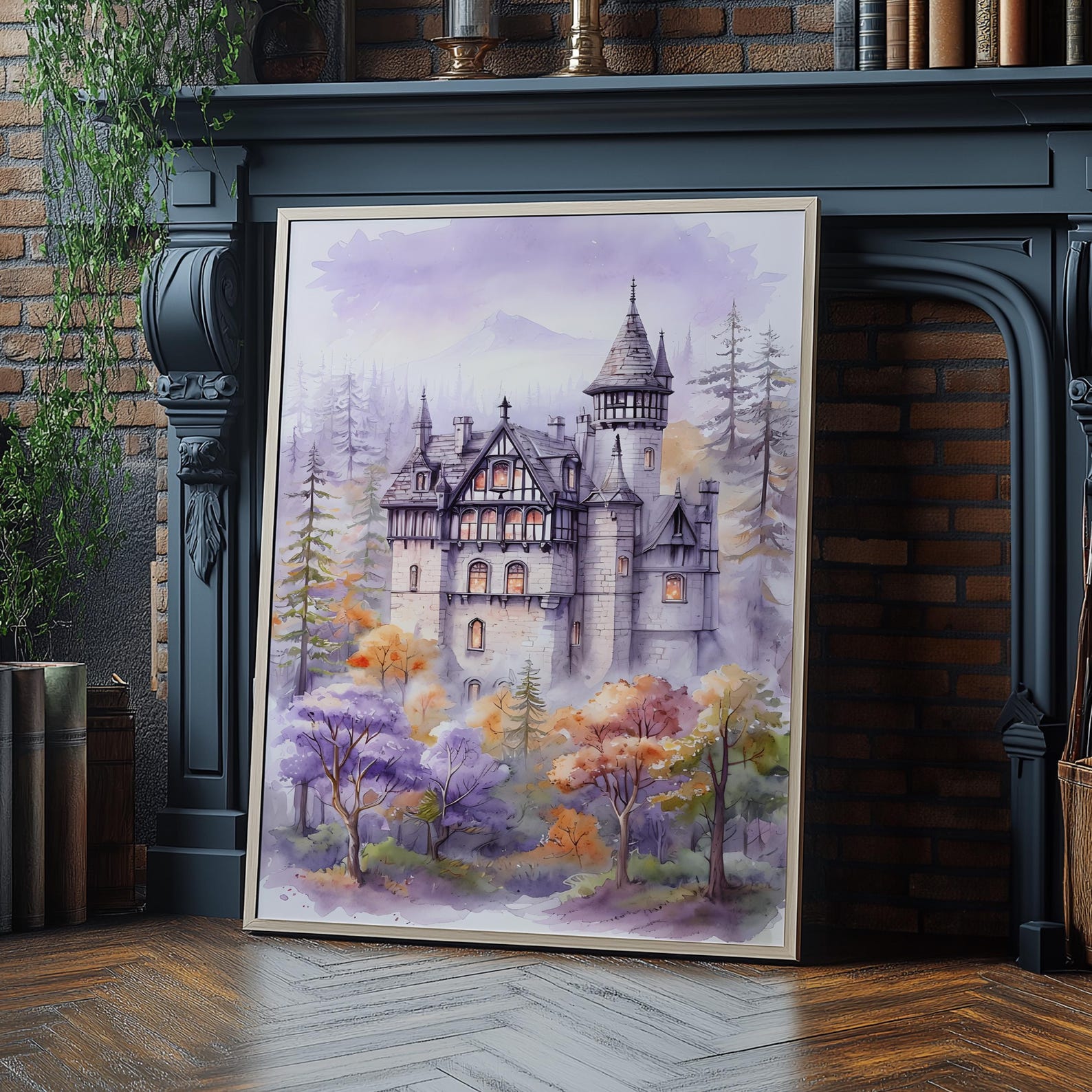 Pastel Castle Dreamscape | Cottagecore Watercolor Castle Print ...