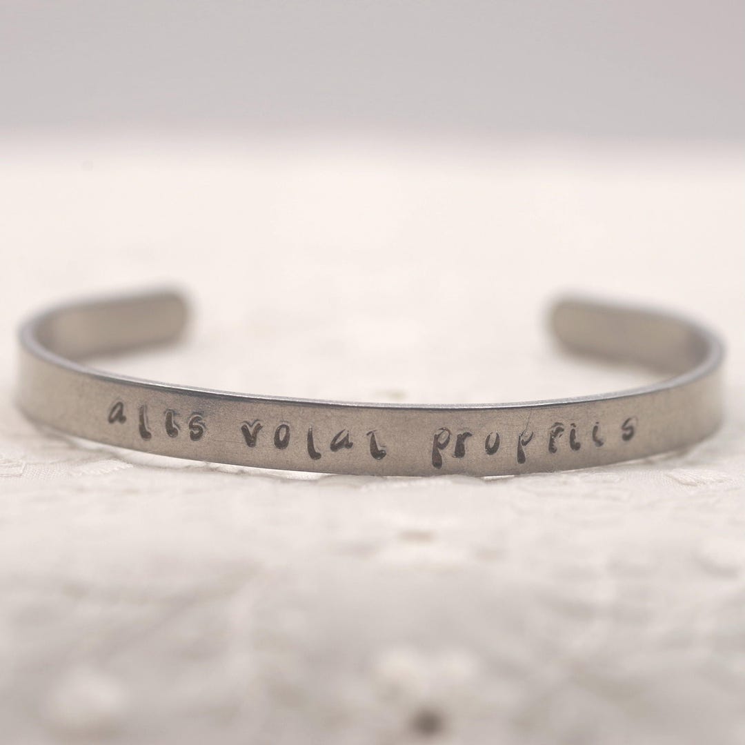 Hand Stamped Aluminum Cuff Bracelet: Latin Motto, Encouragement Gift ...