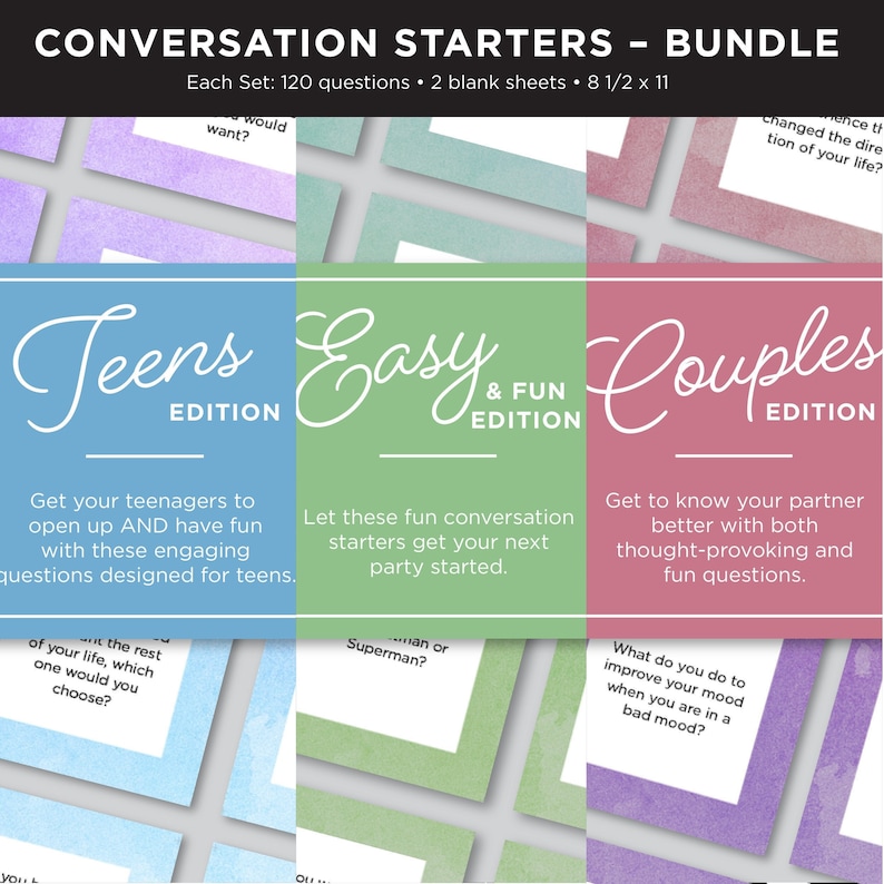Conversation Starters – Bundle 3-pack - Etsy