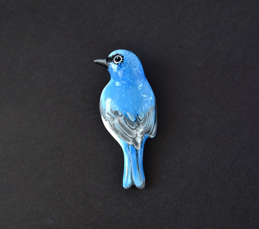 Blue Bird Brooch, Hand Painted Bird Pin, Cute Bluebird Jewelry, Nature ...