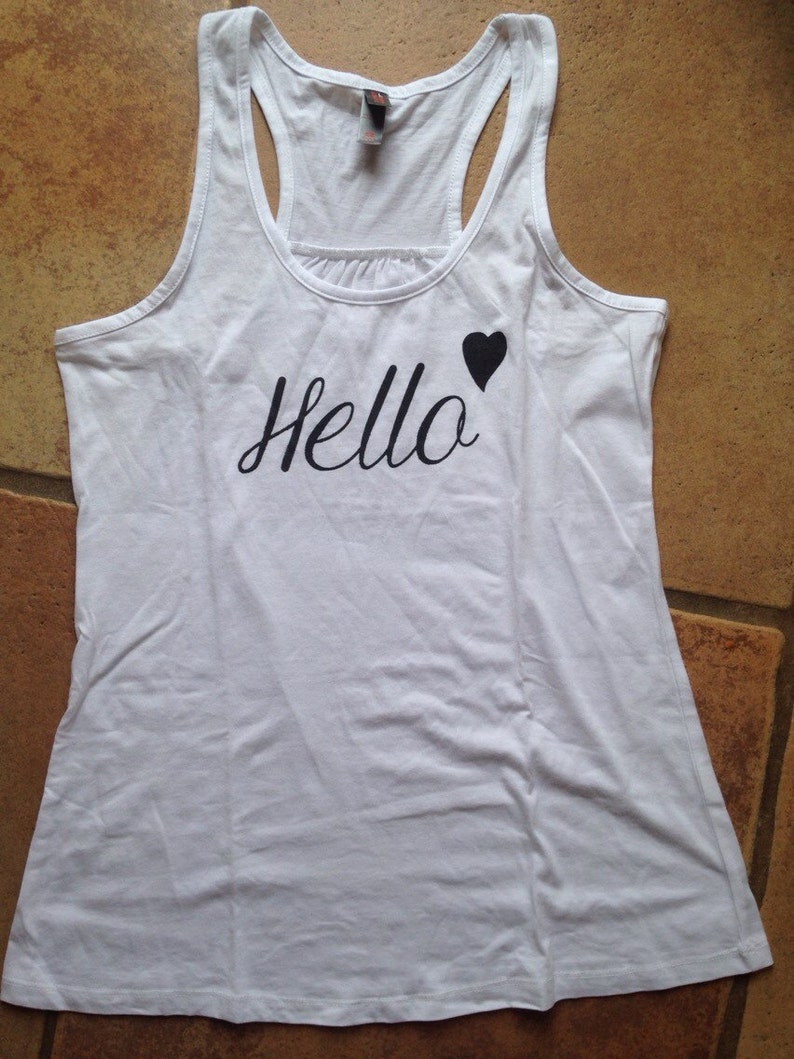 Womens Racerback hello Tank Top. - Etsy