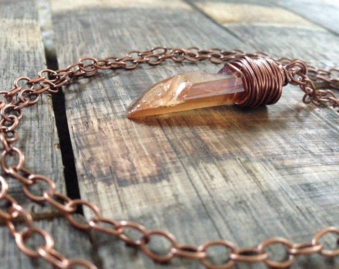 Copper Wire Wrapped Titanium Quartz Necklace - Etsy