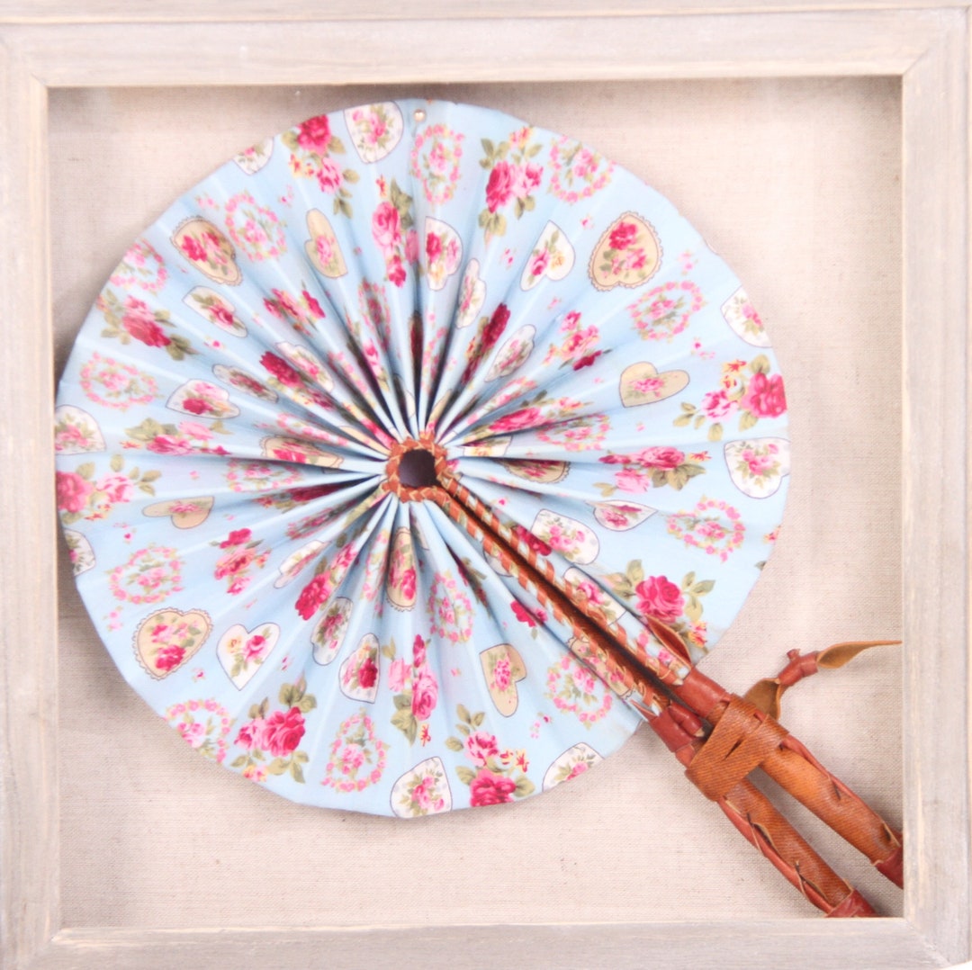 Box Frame, Wood, Foldable, Handheld Fan, Leather, Unique, Picture, Wall ...