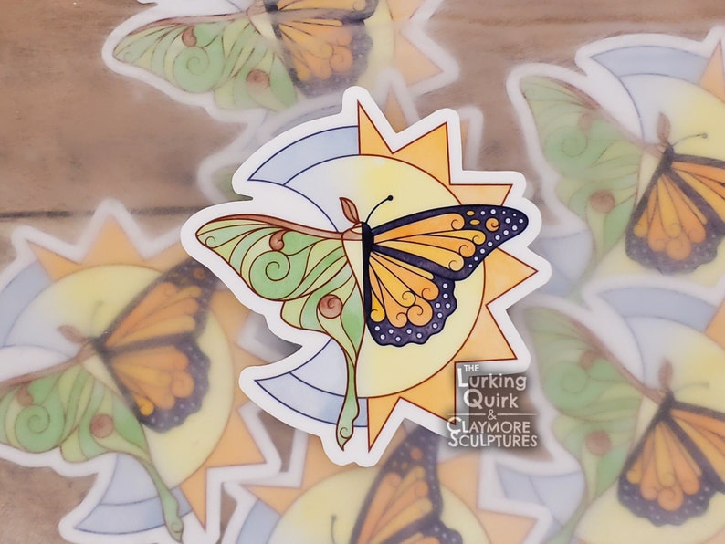 Sun and Moon Luna Monarch Vinyl Sticker - Etsy