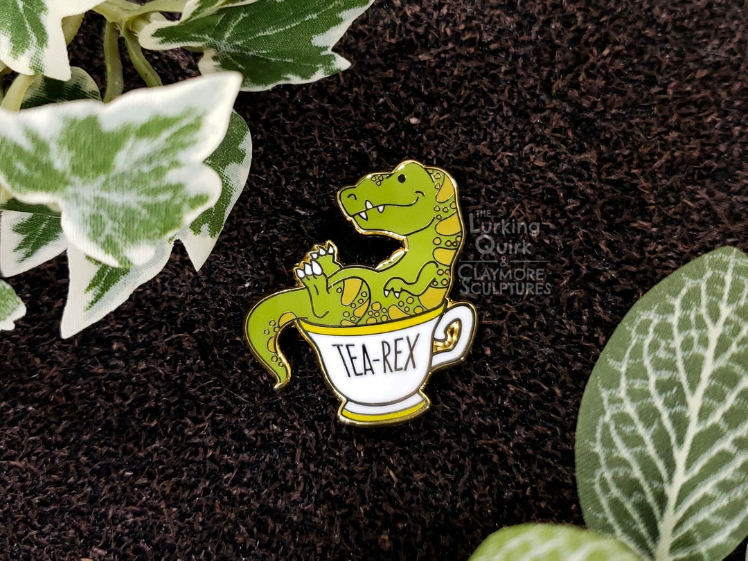 Tea Rex Hard Enamel Pin, Funny Dinosaur Pun Metal Pin - Etsy