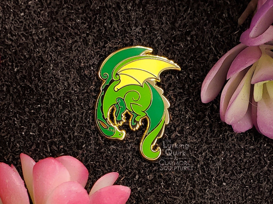 Green Dragon Hard Enamel Pin 1.5 Inches - Etsy