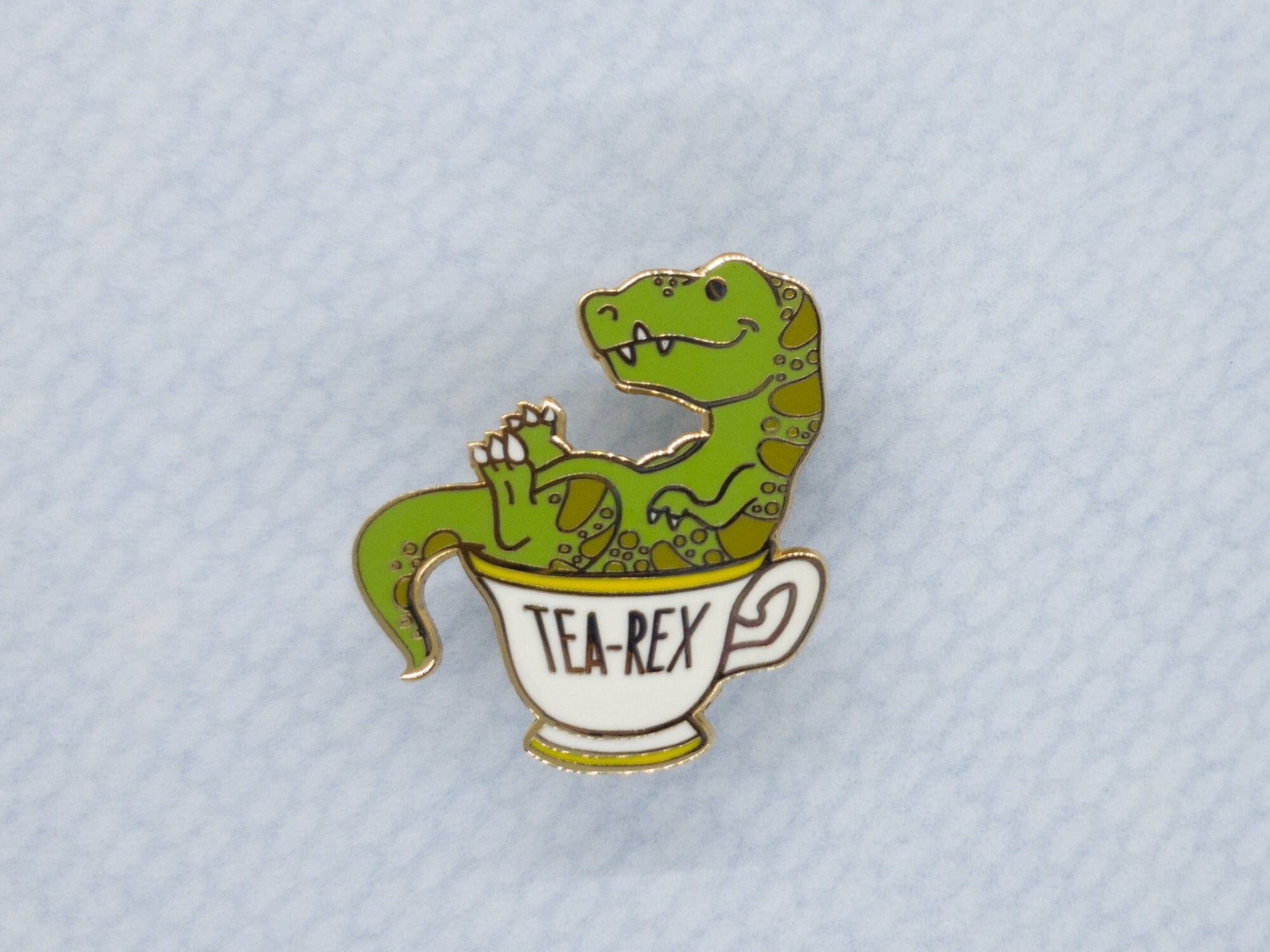 Tea Rex Hard Enamel Pin Funny Dinosaur Pun Metal Pin - Etsy