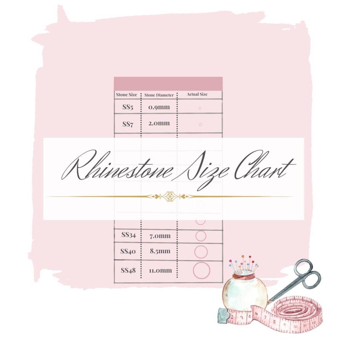 Rhinestone Size Chart, Hotfix Crystals (PDF) - Etsy