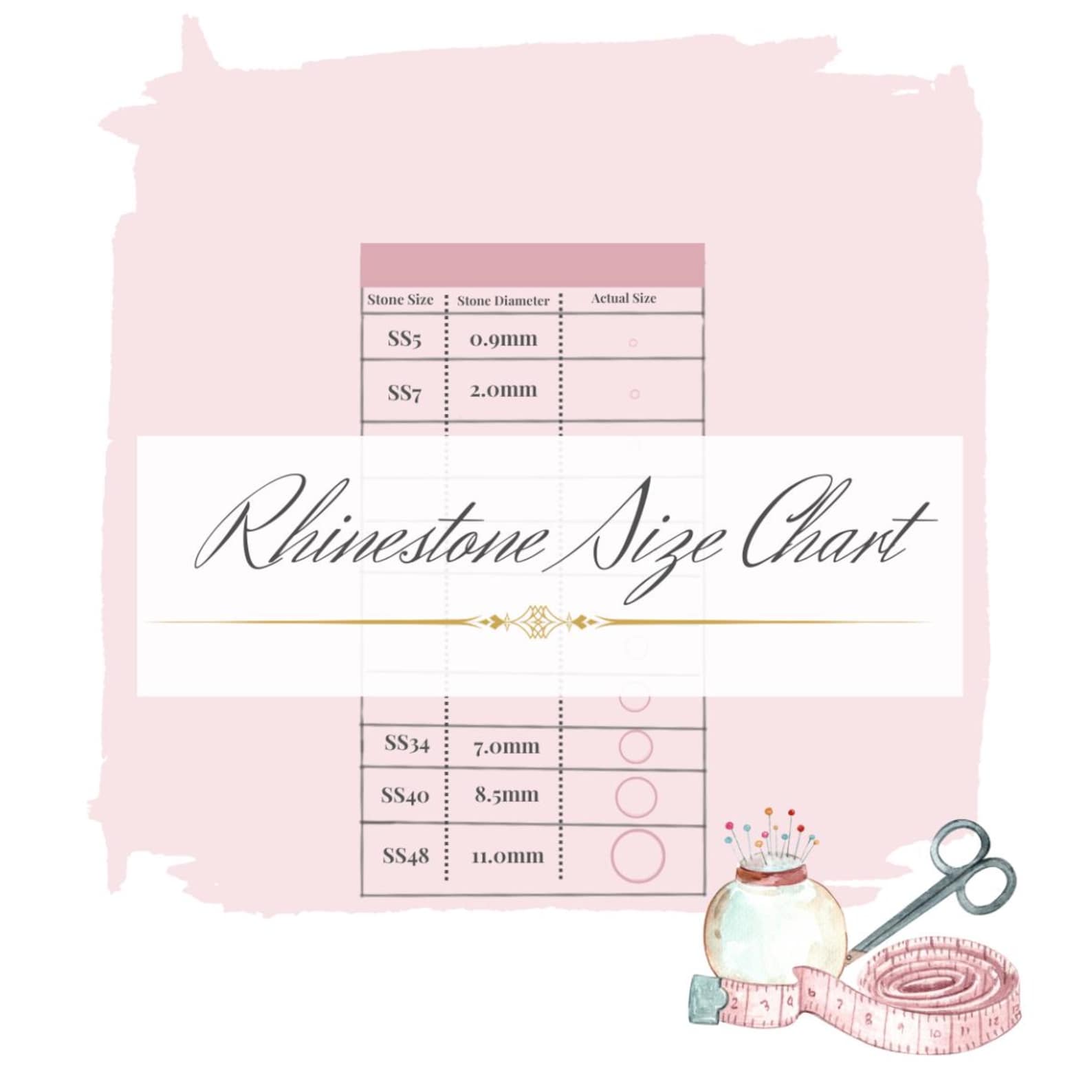 Rhinestone Size Chart, Hotfix Crystals (PDF) - Etsy