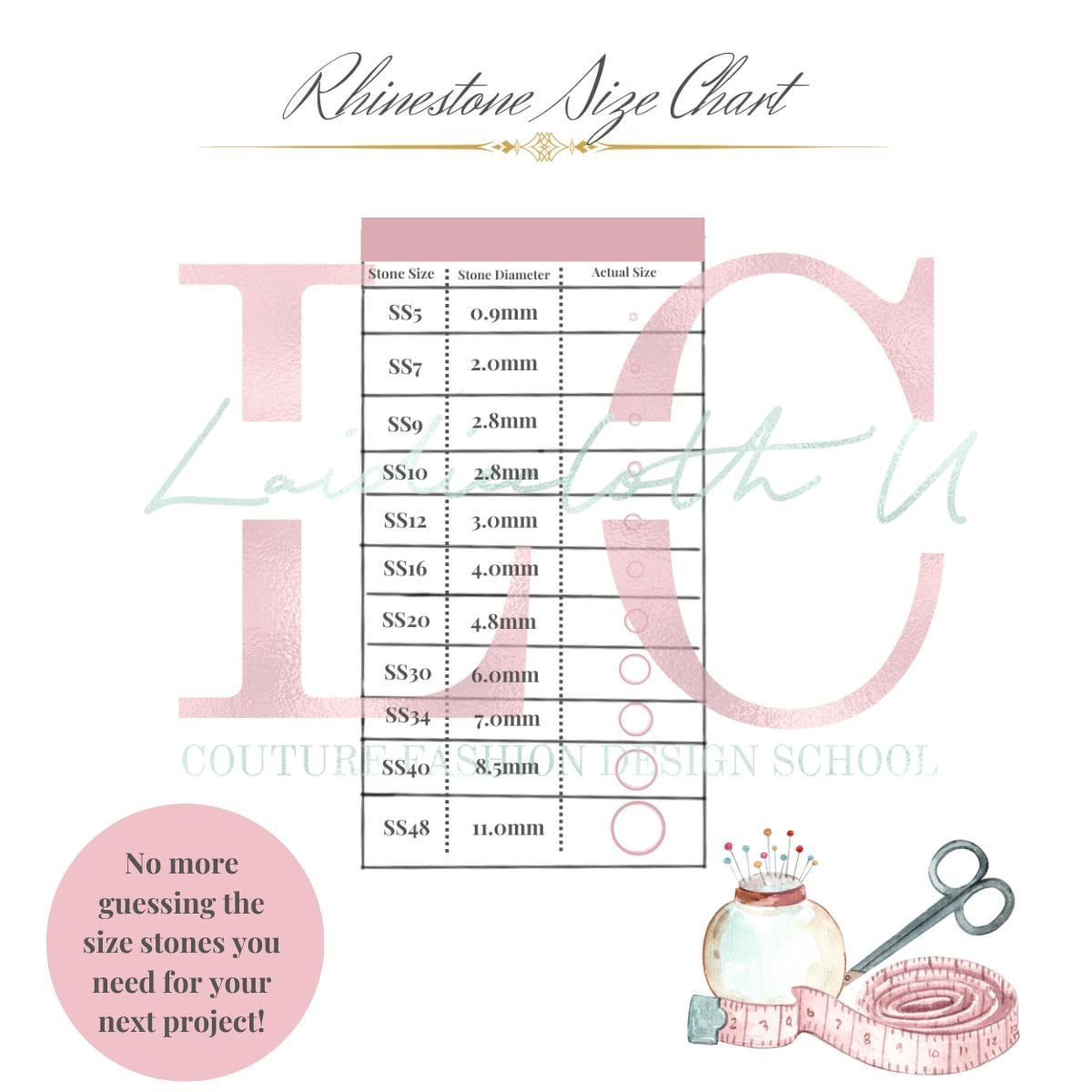 Rhinestone Size Chart, Hotfix Crystals (PDF) - Etsy