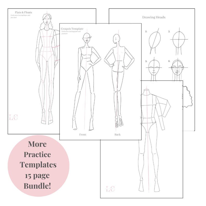 Fashion Croquis Template Bundle | Figure Poses, Flats (PDF) - Etsy