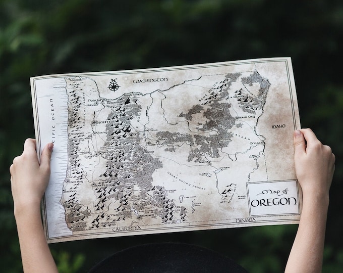 Oregon Map / Tolkien Inspired / Free US Shipping - Etsy